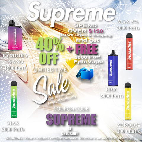 Save Now 40% OFF on select Supreme Vapes while stock last Coupon Code ...