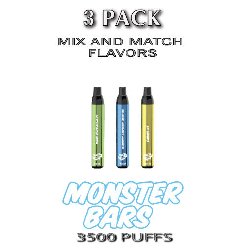 Monster Bars Disposable Vape Device by Jam Monster | 3500 Puffs – 3PK ...